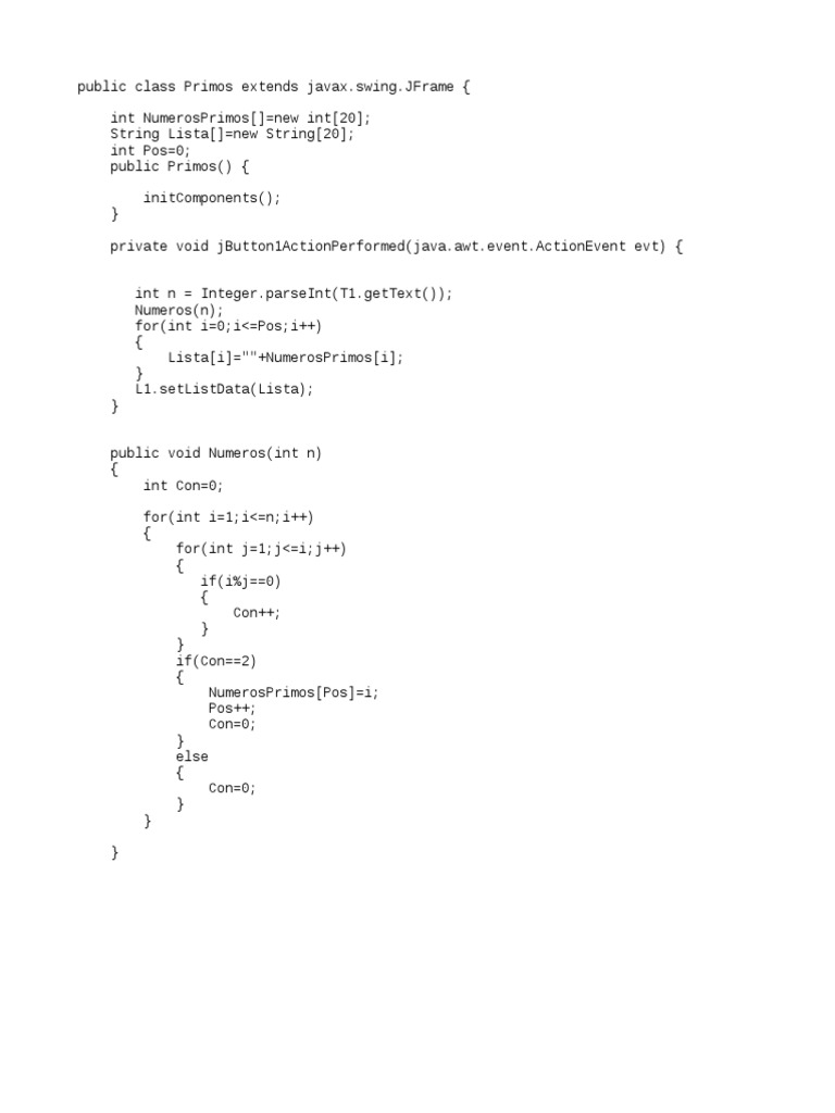 Buscar Numeros Primos en Arreglo Java | PDF