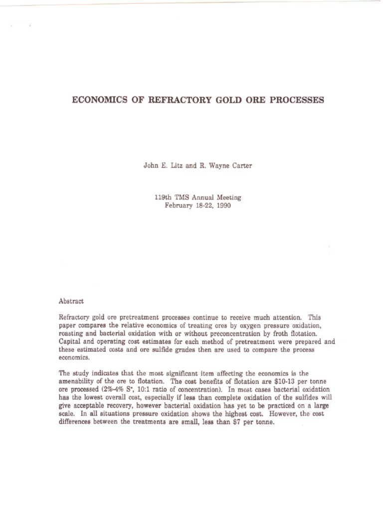 Refractory EconomicsGoldOre | PDF | Sulfur | Oxygen