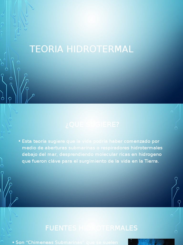 TEORIA HIDROTERMAL.pptx | Ventilación hidrotermal | Vida