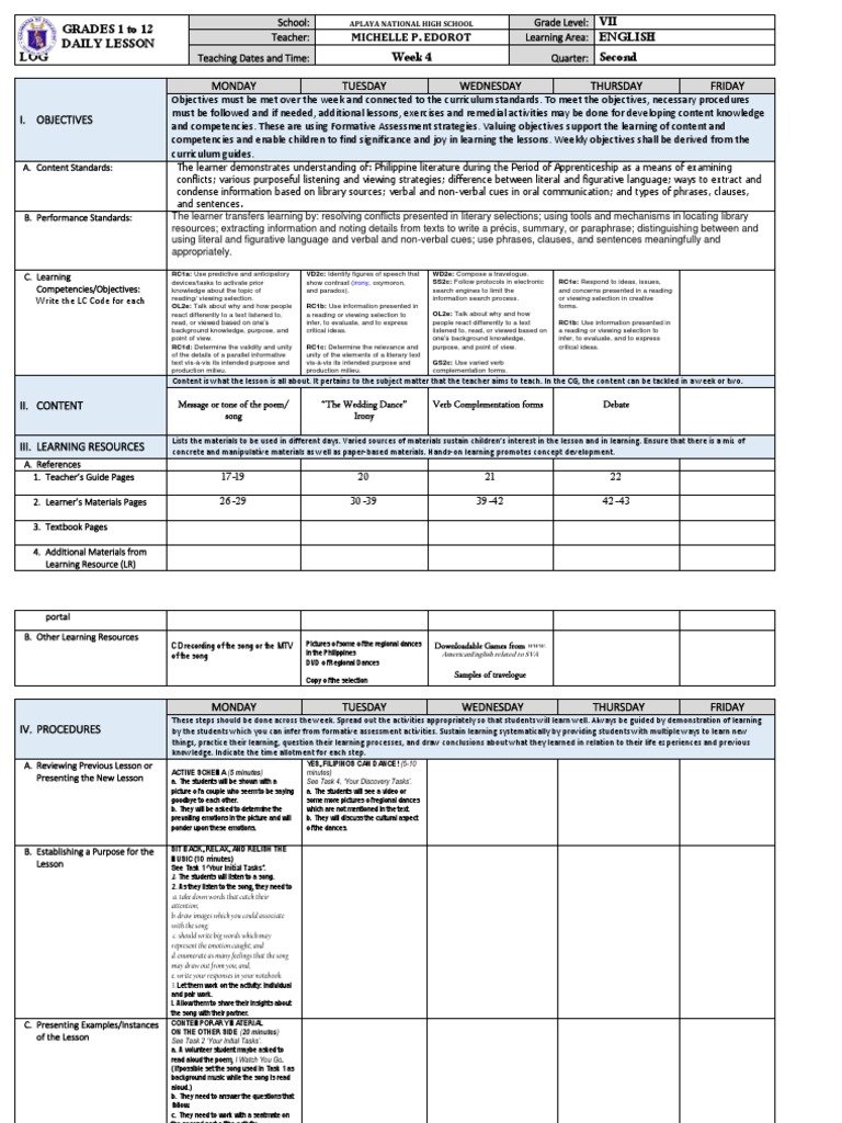 DLL 2nd Quarter Wk3 | Educational Assessment | Learning