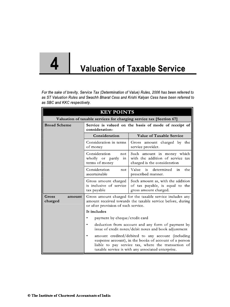 Valuation of Taxable Service | PDF