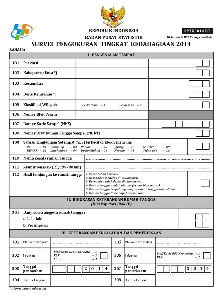 Kuesioner SPTK 2014 PDF | PDF