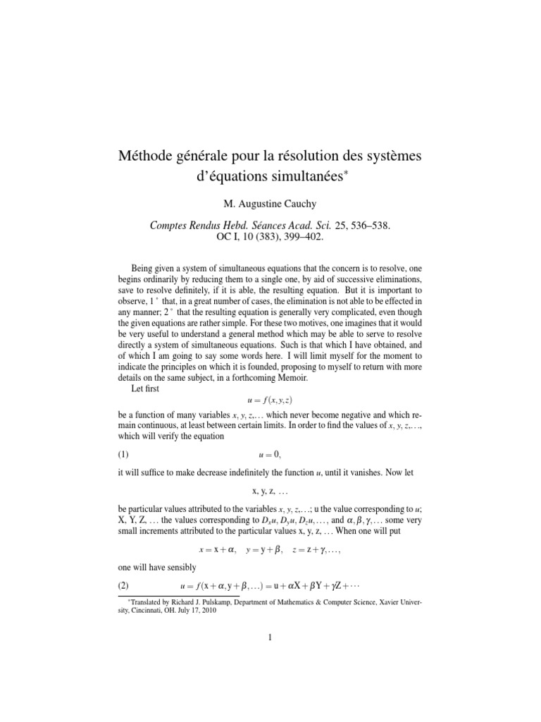 (1847) Cauchy M | PDF | Equations | Calculus