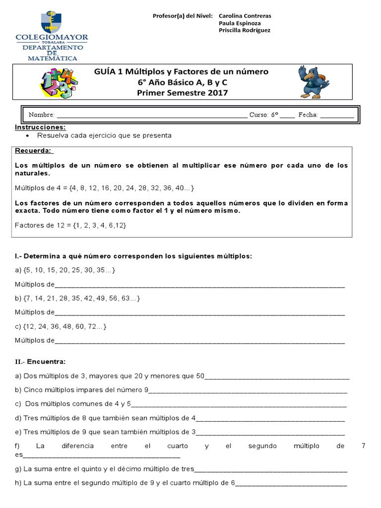 Múltiplos y Factores | PDF | Enseñanza de matemática | Ocio