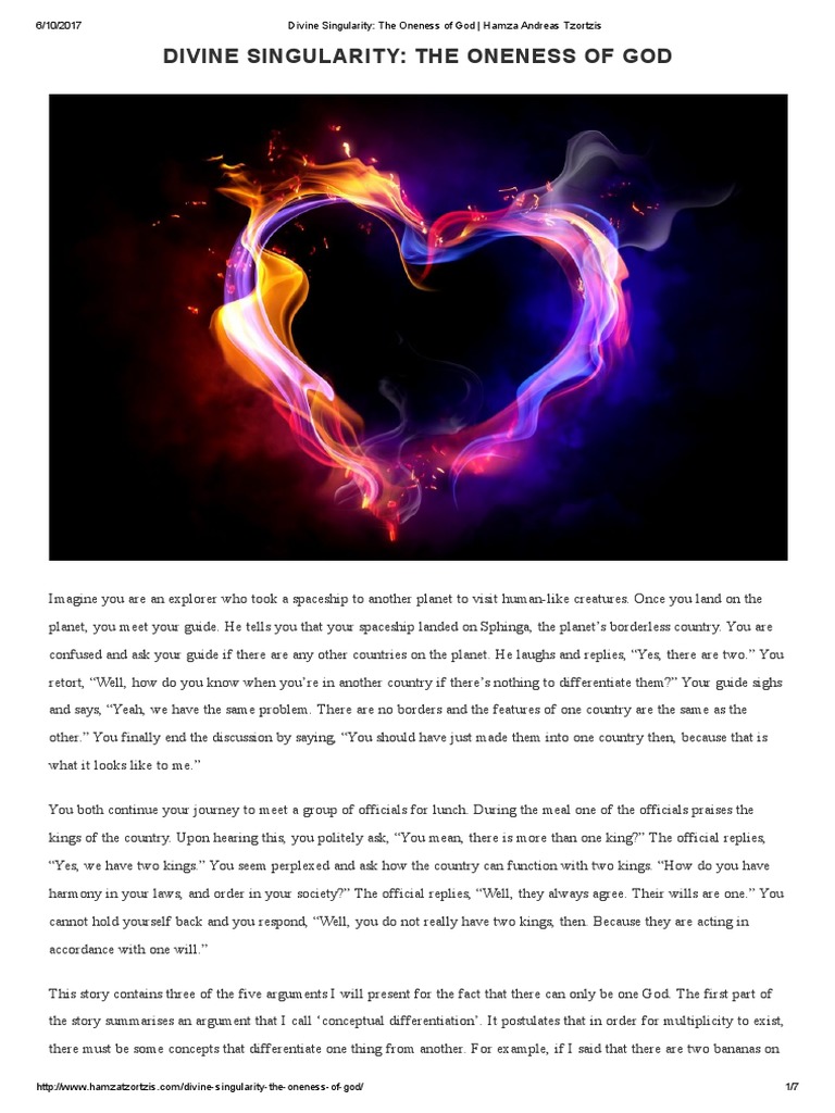Divine Singularity - The Oneness of God - Hamza Andreas Tzortzis | PDF ...