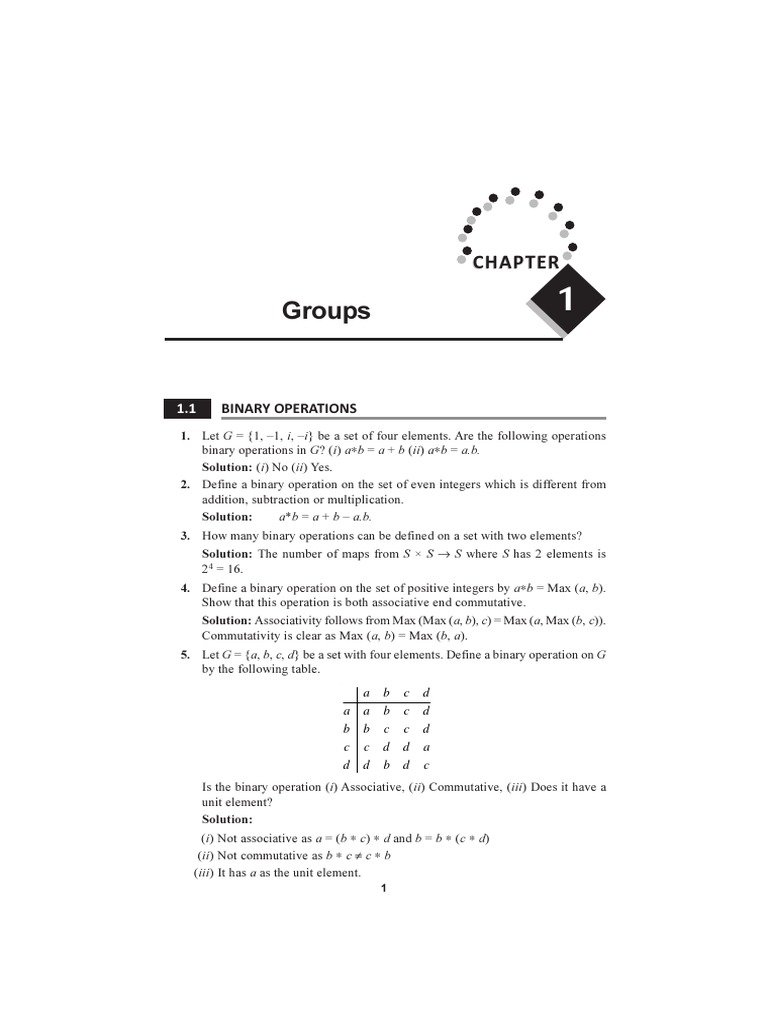 Groups: Binary Operations | PDF | Group (Mathematics) | Index Of A Subgroup