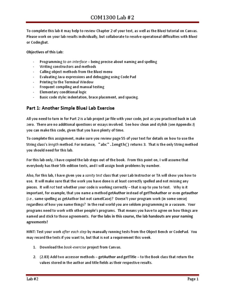 Lab 2 Pdf String Computer Science Constructor Object Oriented