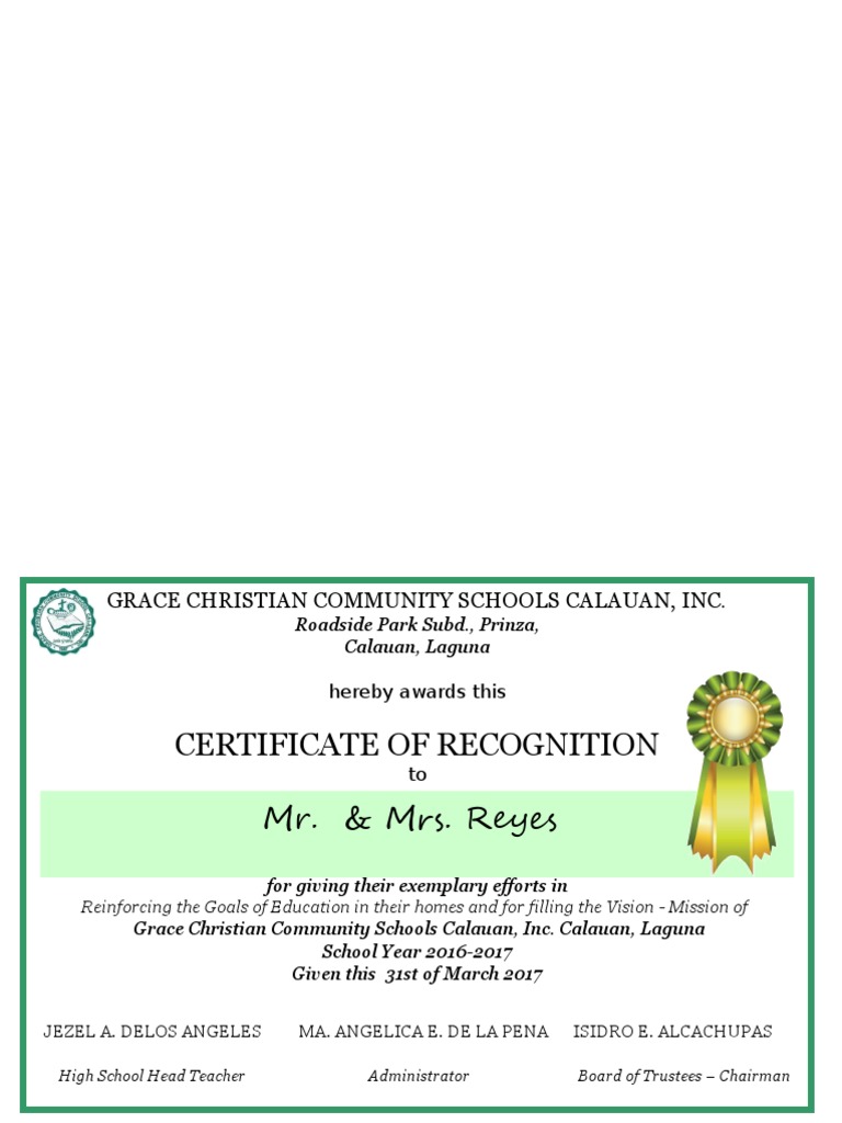 Certificate of Recognition | PDF