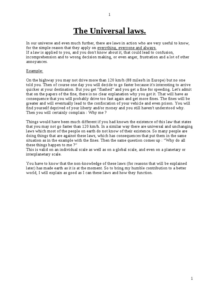 Universal Laws | PDF | Thought | Matter