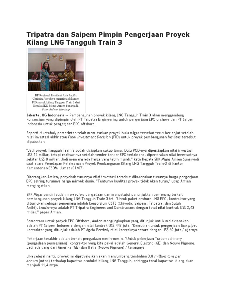 Train 3 LNG Tanggu | PDF
