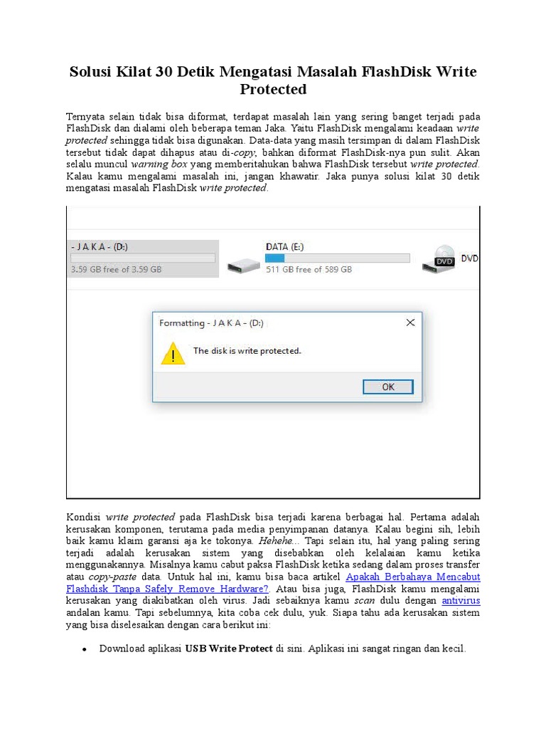 Solusi FlashDisk Write Protected 30 Detik | PDF