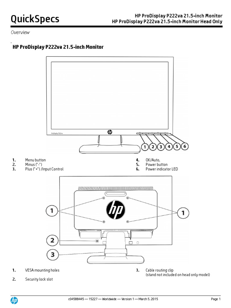 HP ProDisplay P222va 21.5-Inch Monitor | Computer Monitor | Recycling