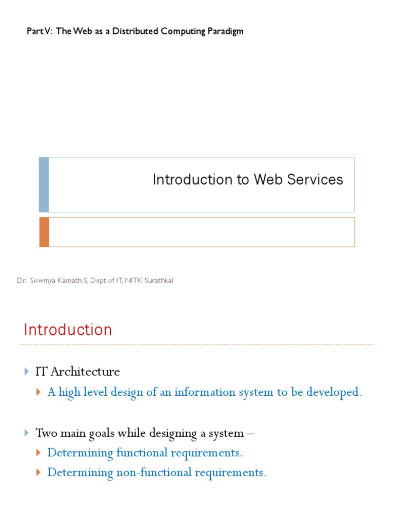 Introduction To Web Services: Part V: The Web As A Distributed ...