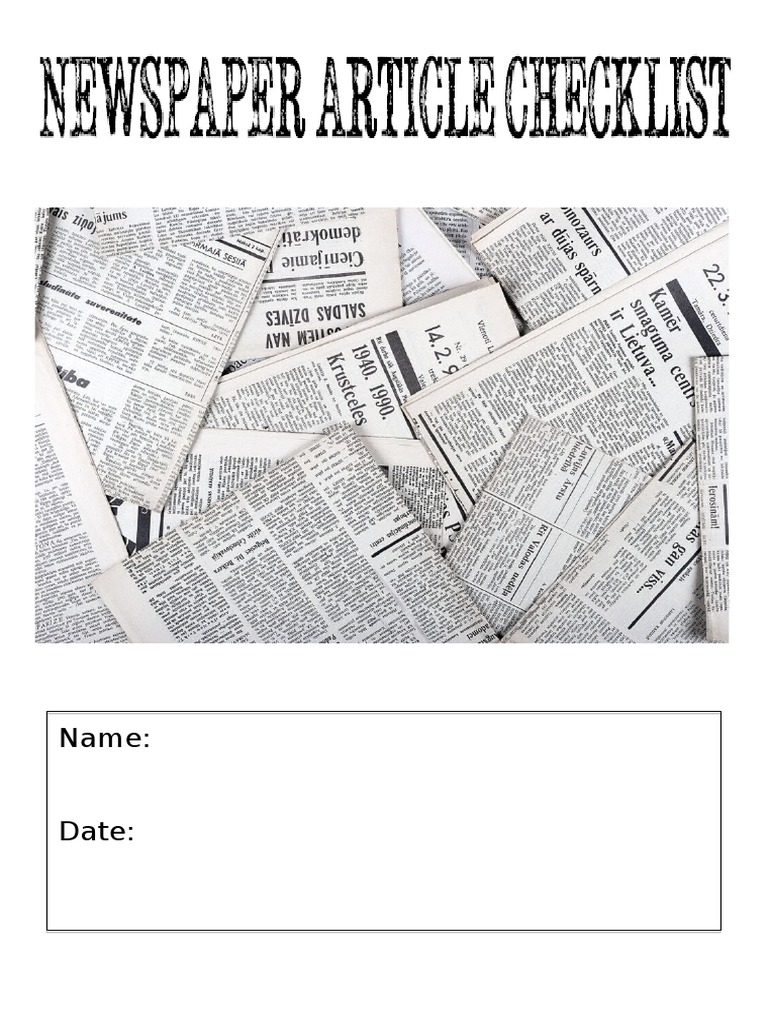 Newspaper Article Checklist | PDF