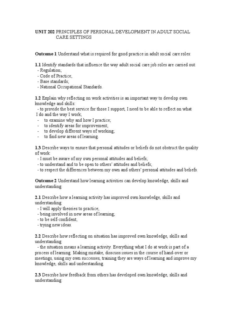 Unit 202 Principles of Personal Development in Adult Social | PDF ...