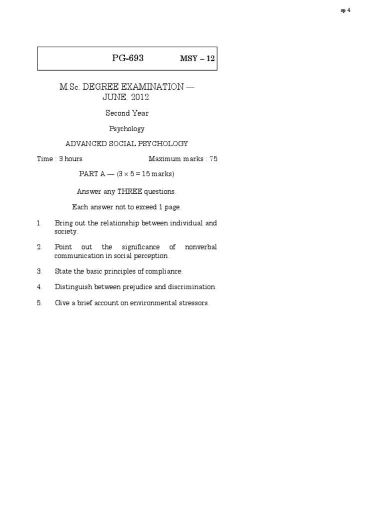 Advanced Social Psychology Exam Guide | PDF