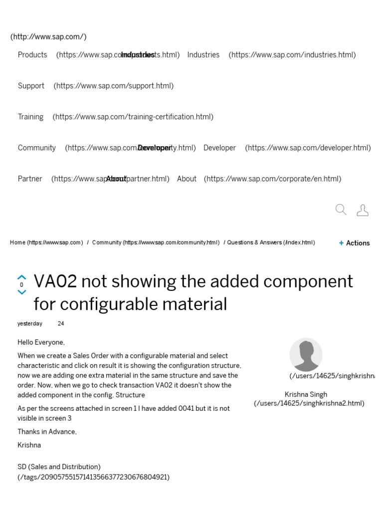 VA02 Not Showing The Added Component For Configurable Material - SAP ...
