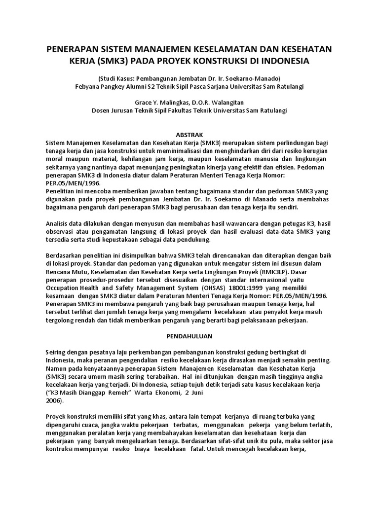 SMK3 di Proyek Jembatan Manado | PDF