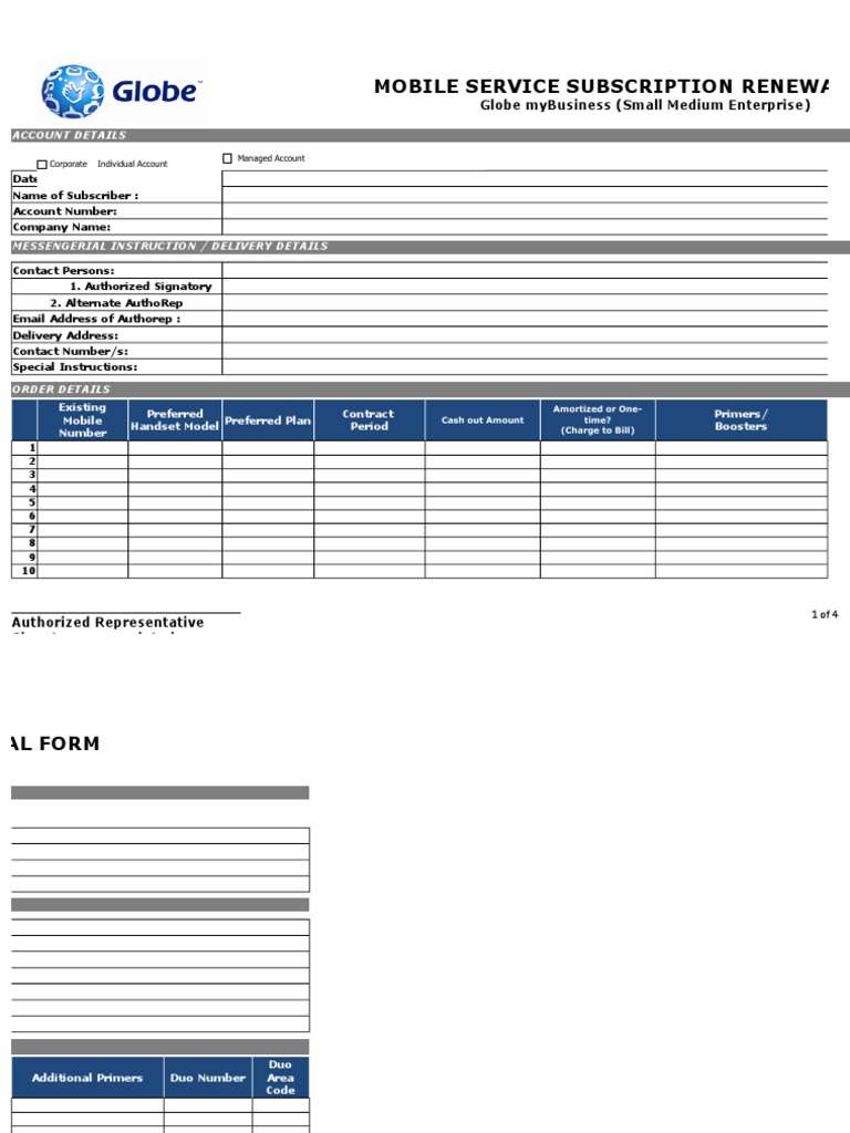 Renewing a Mobile Service Subscription: Globe myBusiness Proposal for ...