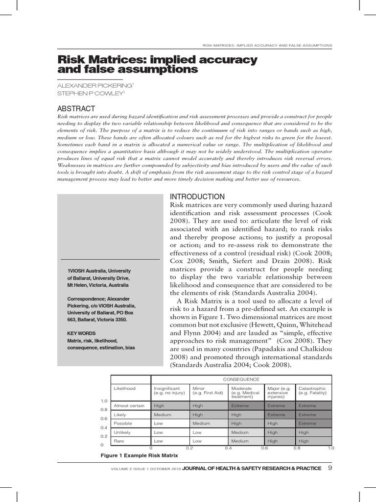 Risk Matrices: Accuracy and Assumptions | PDF | Risk | Matrix (Mathematics)
