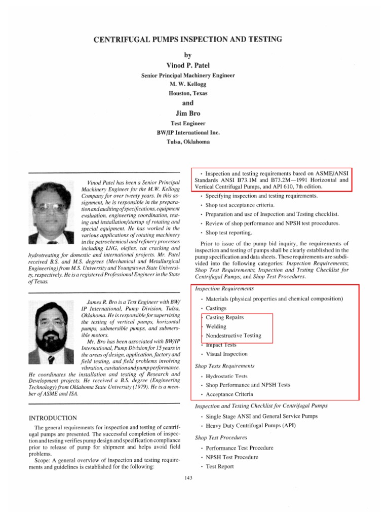 International - Inspection and Test of ASME Pump | PDF