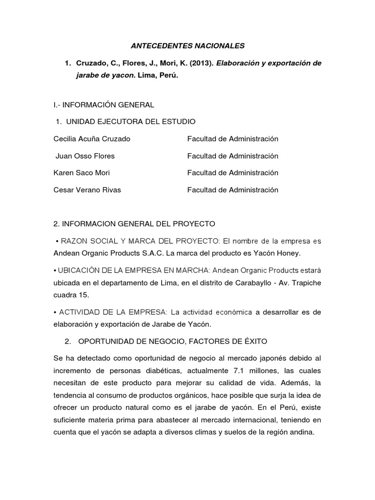 Antecedentes Nacionales e Internacionale Syacon | PDF | Yogur | Comida ...