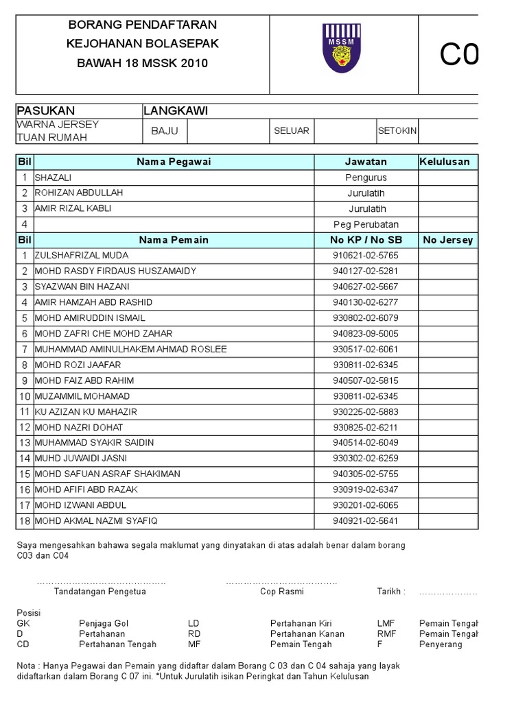 Borang C07 C08 T03 | PDF