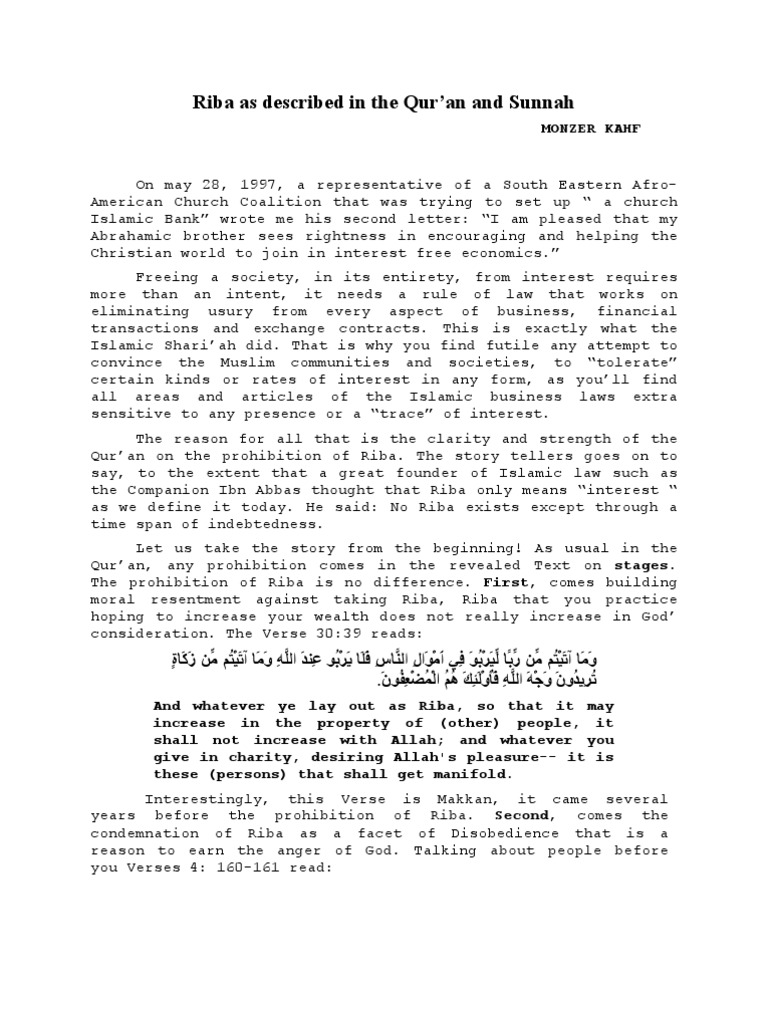 Understanding Riba in Islam | PDF | Hadith | Quran