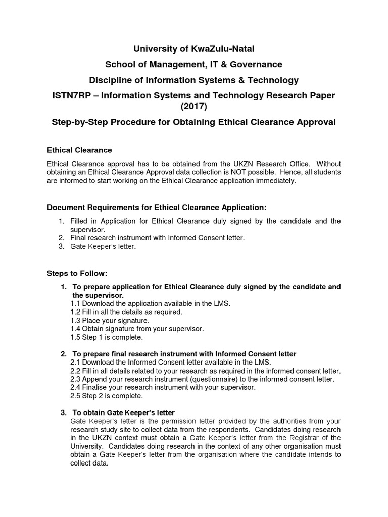 ethical clearance procedure | Informed Consent | Computing
