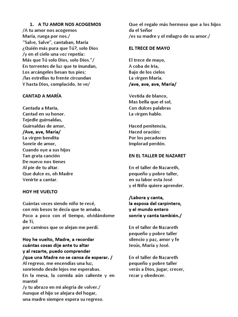 Canto A Maria Virgen | PDF | María, madre de Jesús | Amor