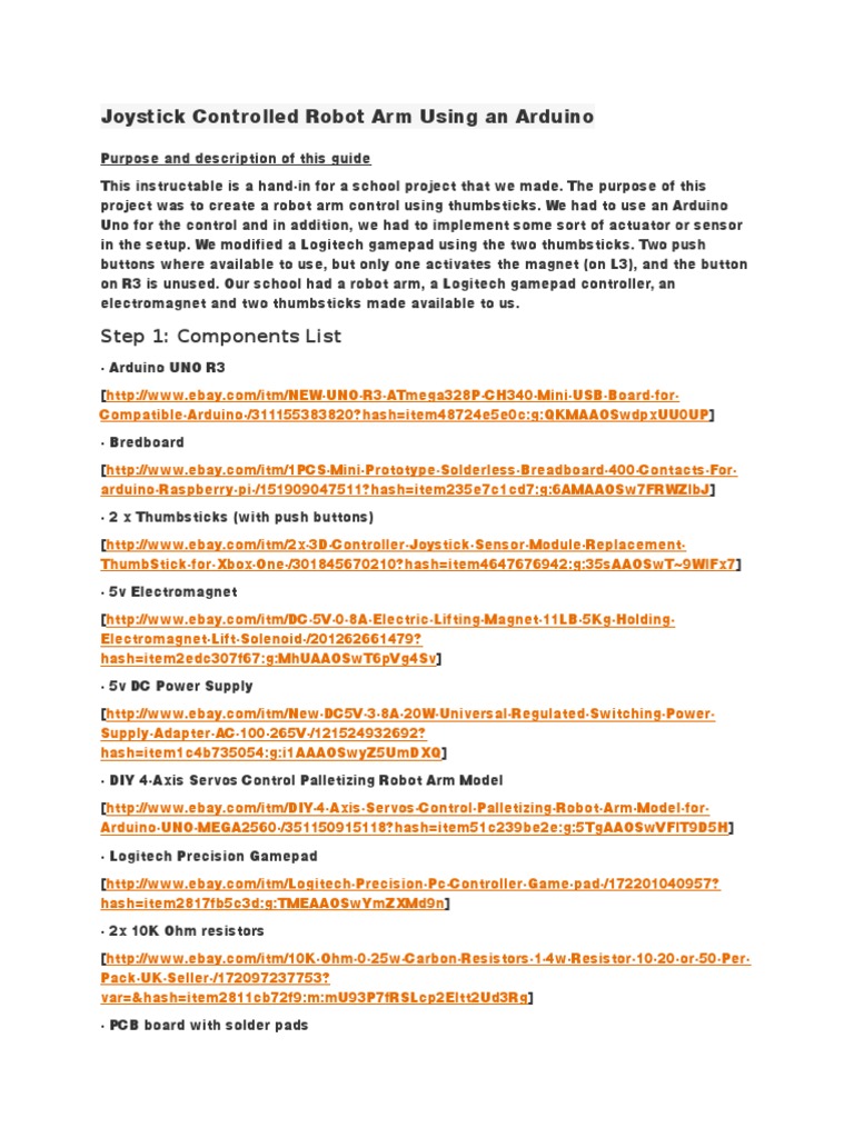 Joystick Controlled Robot Arm Using An Arduino | PDF | Arduino | Printed Circuit Board