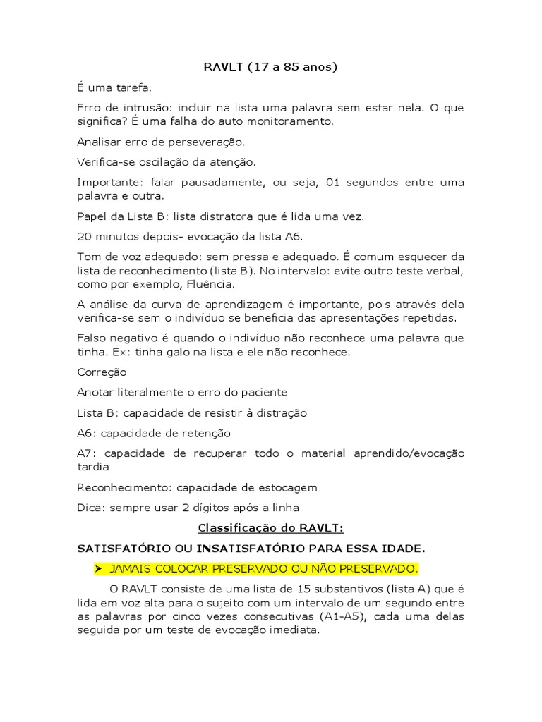 Ravlt e Figura de Rey | PDF | Memória | Neuropsicologia