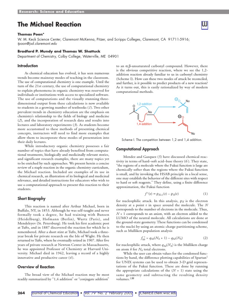 The Michael Reaction | PDF | Chemical Reactions | Organic Chemistry
