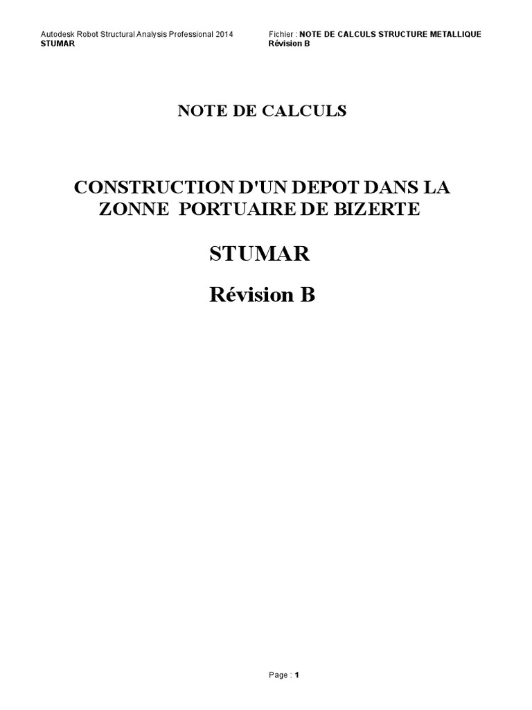 Calculs Structure Métallique Bizerte | PDF | Génie du bâtiment | Chimie