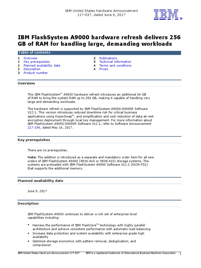 Ibm Flashsystem A9000 Hardware Refresh Delivers 256 GB of Ram For Handling Large, Demanding ...