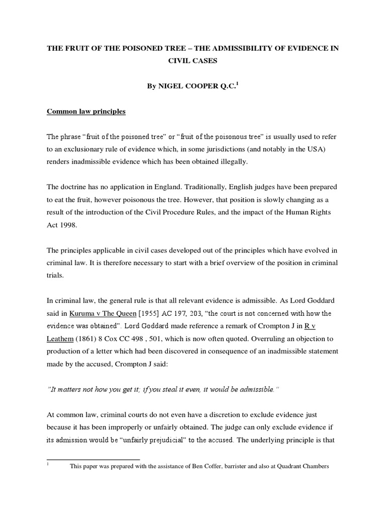 Nigel Cooper | PDF | Evidence | Confidentiality