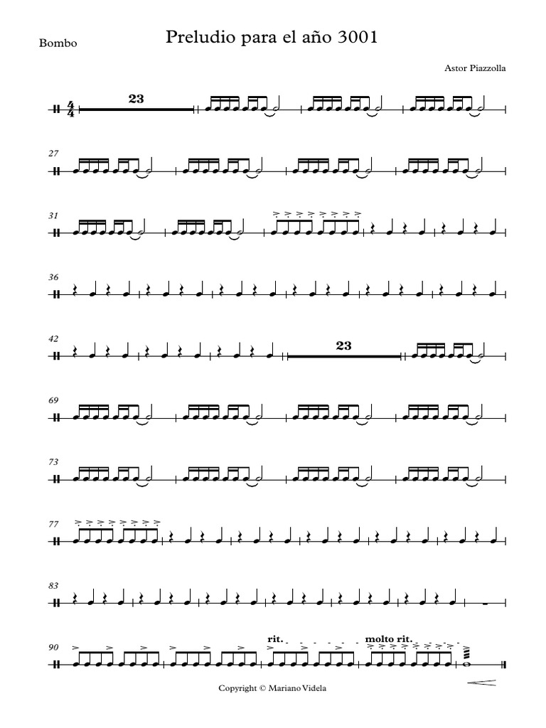 Preludio para El Año 3001 (Si Menor) - Bombo | PDF