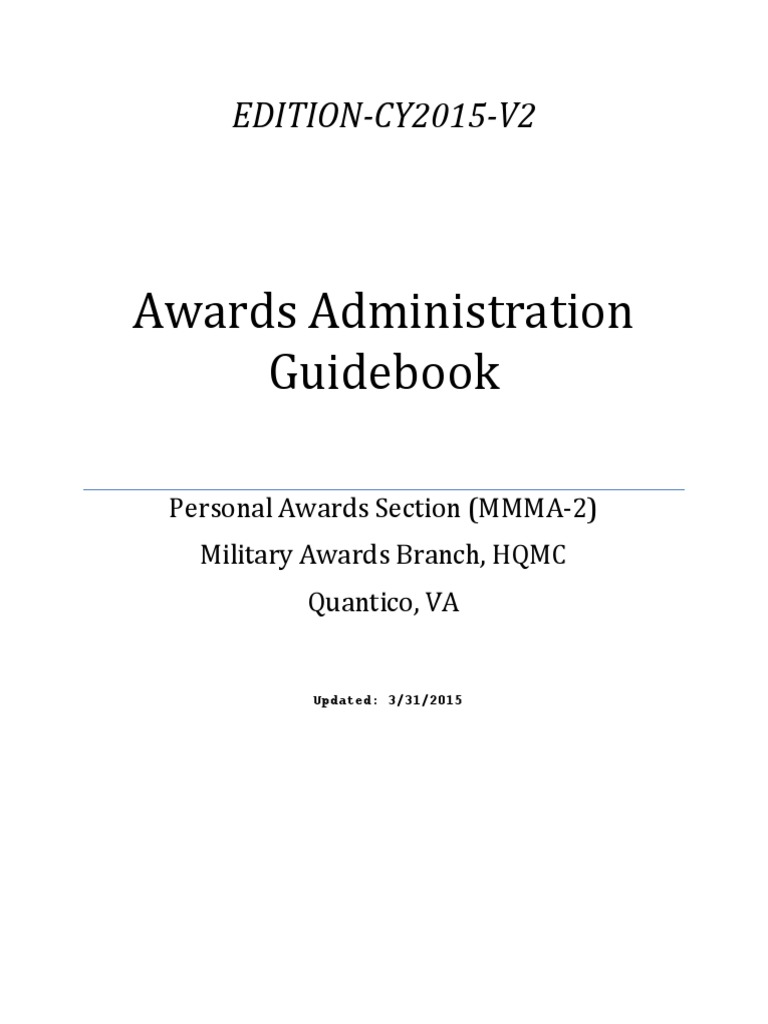 Awards Admin Guidebook | PDF | Battalion | Brigade