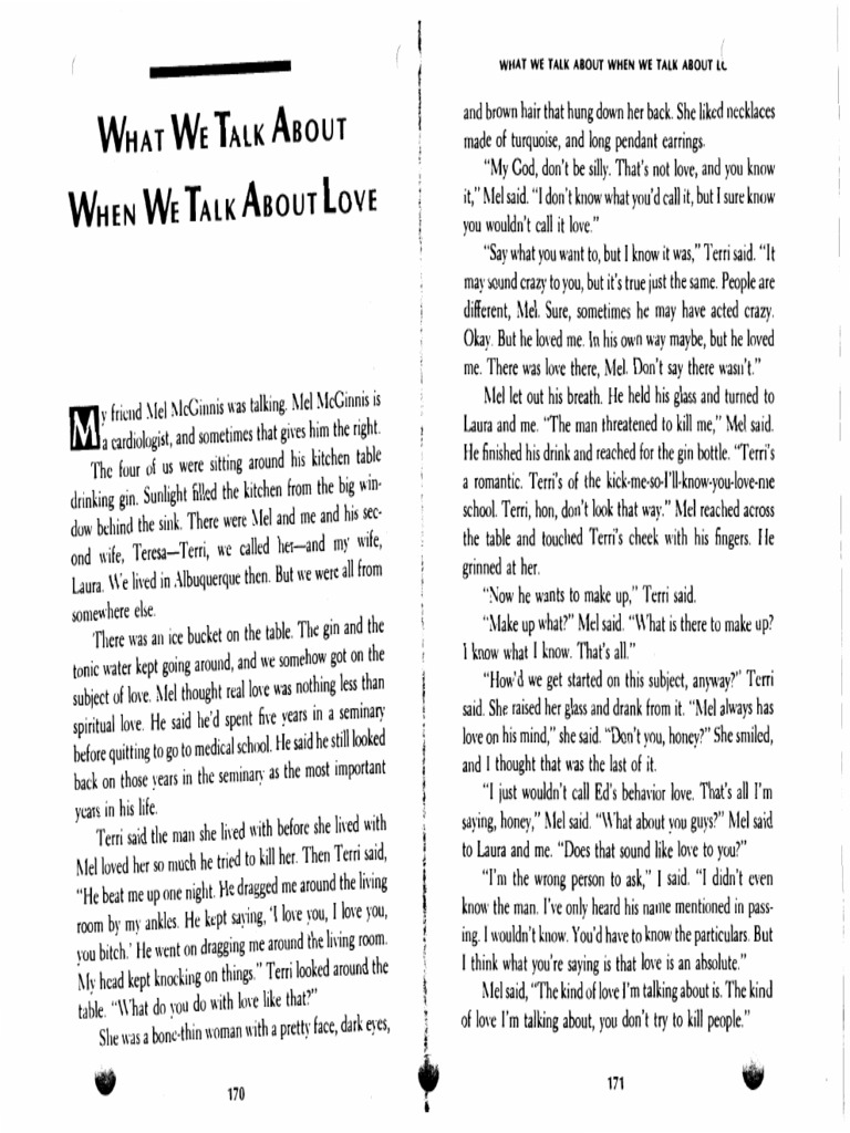 What We Talk About When We Talk About Love PDF | PDF | Violence
