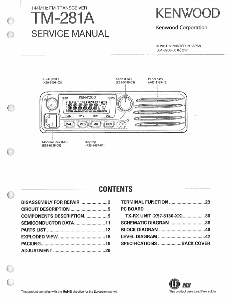 Kenwood TM-281A Service Manual | PDF