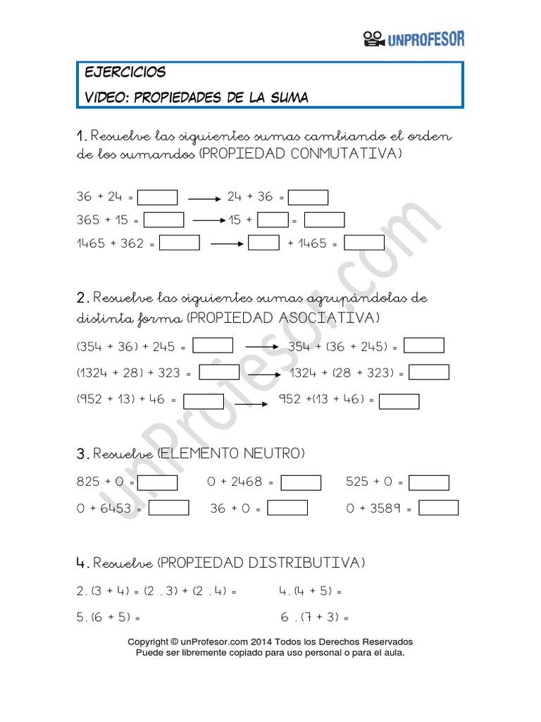 Ejercicio Propiedades de La Suma 13 | PDF | Métodos y materiales de ...