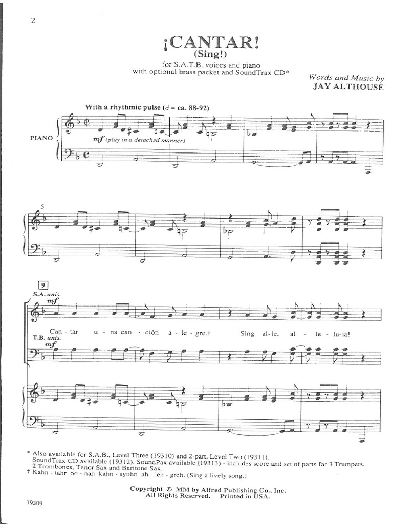 Cantar (Sing!) - SATB | PDF