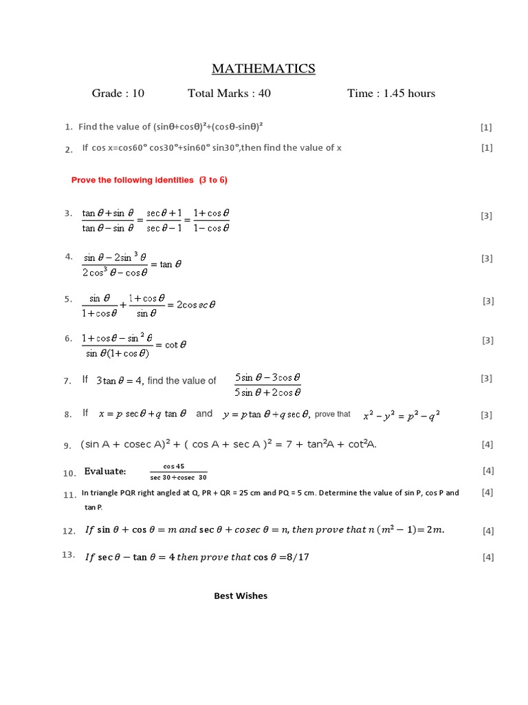 Trigonometry Grade 10 | PDF | Trigonometric Functions | Sine