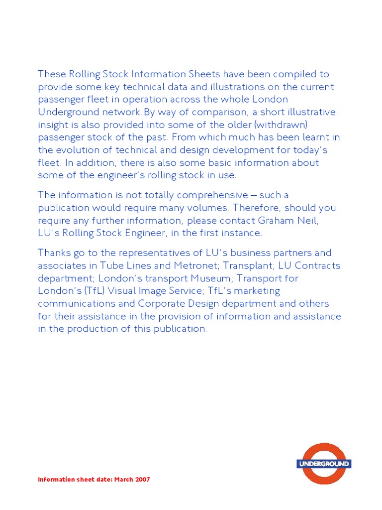 Rolling Stock Data Sheet 2nd Edition 1 PDF | PDF