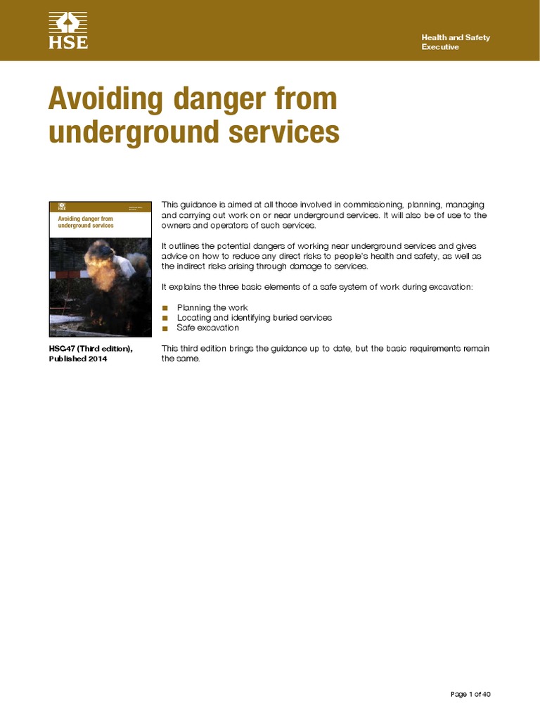 hsg47 - Avoiding Danger From Underground Services PDF | PDF | Pipeline ...