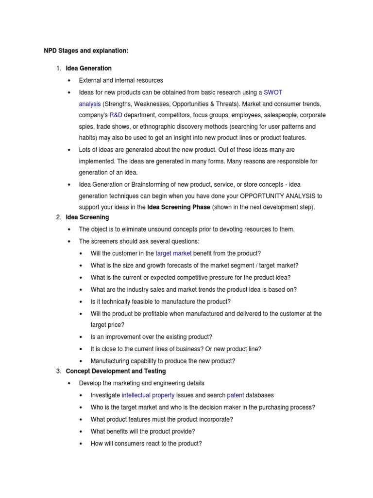 NPD Stages Explained: Idea to Market | PDF | Marketing | Sales