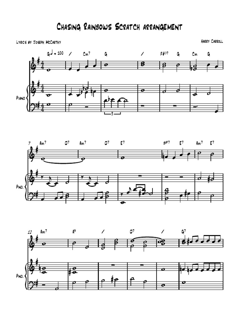 Chasing Rainbows Scratch Arrangement: G C 7 G F©º7 G C G | PDF