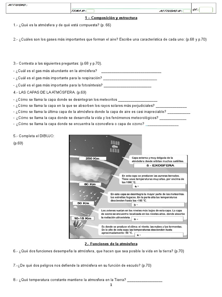 ATMÓSFERA Ejercicios | PDF | Atmósfera | Nube