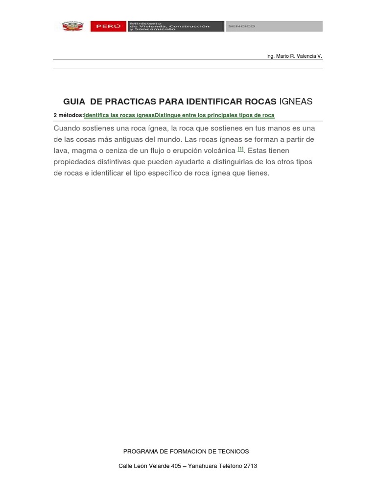 Guia de Practicas para Identificar Rocas Igneas | PDF | Roca (geología) | Roca ígnea