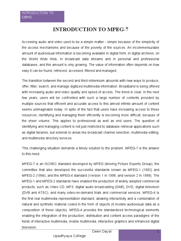 Introduction To Mpeg-7 | PDF | Metadata | Multimedia